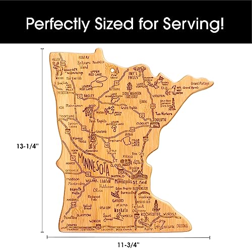 Totally Bamboo Destination Minnesota State Shaped Serving and Cutting Board, Includes Hang Tie for Wall Display