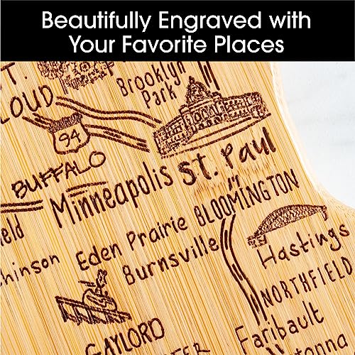 Totally Bamboo Destination Minnesota State Shaped Serving and Cutting Board, Includes Hang Tie for Wall Display