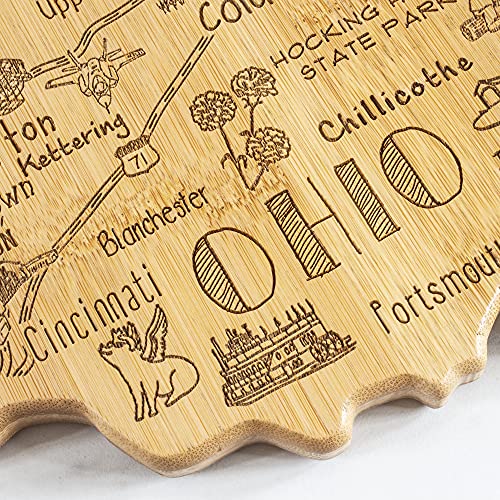 Totally Bamboo Destination Ohio State Shaped Serving and Cutting Board, Includes Hang Tie for Wall Display