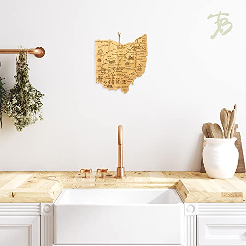 Totally Bamboo Destination Ohio State Shaped Serving and Cutting Board, Includes Hang Tie for Wall Display