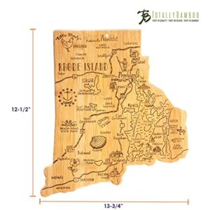 Totally Bamboo Destination Rhode Island State Shaped Serving and Cutting Board, Includes Hang Tie for Wall Display