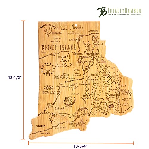 Totally Bamboo Destination Rhode Island State Shaped Serving and Cutting Board, Includes Hang Tie for Wall Display