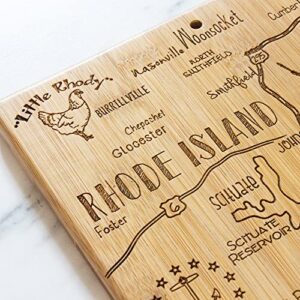 Totally Bamboo Destination Rhode Island State Shaped Serving and Cutting Board, Includes Hang Tie for Wall Display