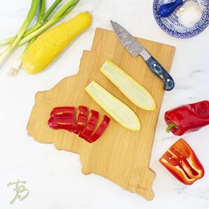 Totally Bamboo Destination Rhode Island State Shaped Serving and Cutting Board, Includes Hang Tie for Wall Display