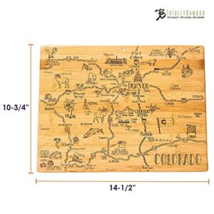 Totally Bamboo Destination Colorado State Shaped Serving and Cutting Board, Includes Hang Tie for Wall Display