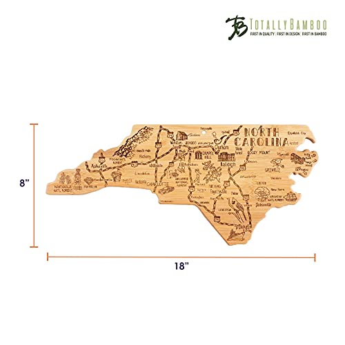 Totally Bamboo Destination North Carolina State Shaped Serving and Cutting Board, Includes Hang Tie for Wall Display