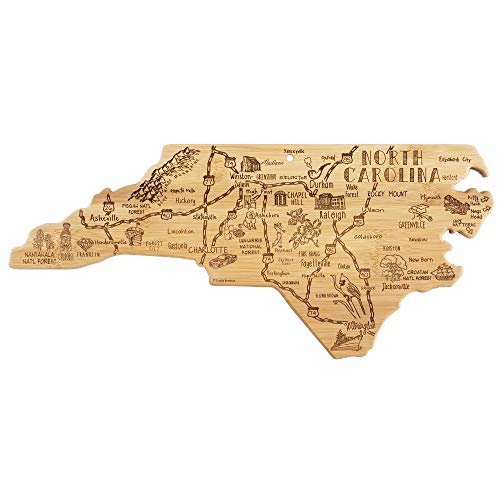 Totally Bamboo Destination North Carolina State Shaped Serving and Cutting Board, Includes Hang Tie for Wall Display