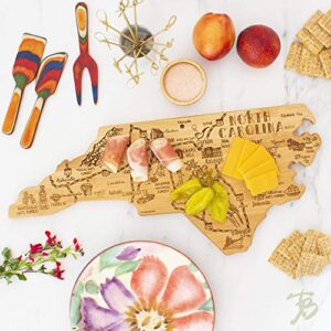 Totally Bamboo Destination North Carolina State Shaped Serving and Cutting Board, Includes Hang Tie for Wall Display