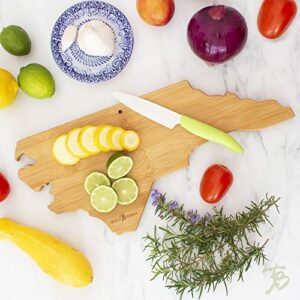 Totally Bamboo Destination North Carolina State Shaped Serving and Cutting Board, Includes Hang Tie for Wall Display