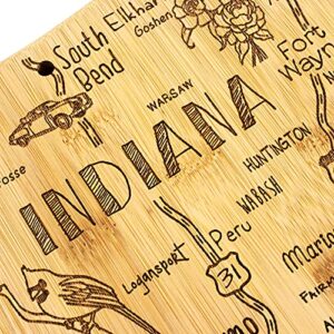 Totally Bamboo Destination Indiana State Shaped Serving and Cutting Board, Includes Hang Tie for Wall Display