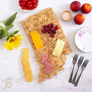 Totally Bamboo Destination Indiana State Shaped Serving and Cutting Board, Includes Hang Tie for Wall Display