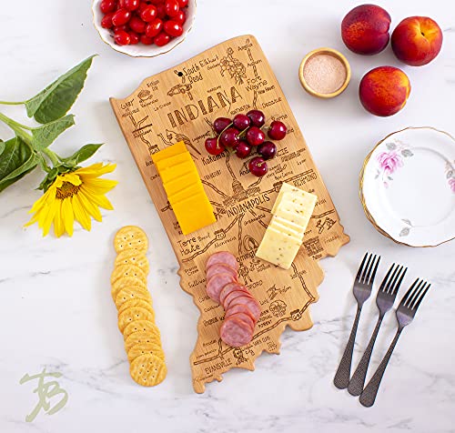 Totally Bamboo Destination Indiana State Shaped Serving and Cutting Board, Includes Hang Tie for Wall Display