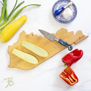 Totally Bamboo Destination Kentucky State Shaped Serving and Cutting Board, Includes Hang Tie for Wall Display