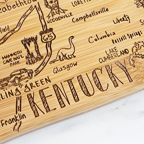 Totally Bamboo Destination Kentucky State Shaped Serving and Cutting Board, Includes Hang Tie for Wall Display