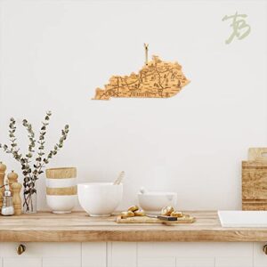 Totally Bamboo Destination Kentucky State Shaped Serving and Cutting Board, Includes Hang Tie for Wall Display