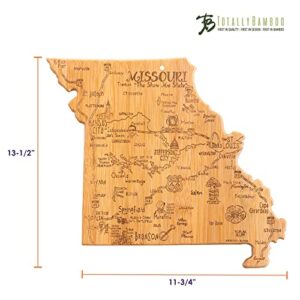 Totally Bamboo Destination Missouri State Shaped Serving and Cutting Board, Includes Hang Tie for Wall Display