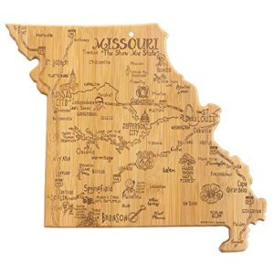 totally bamboo destination missouri state shaped serving and cutting board, includes hang tie for wall display