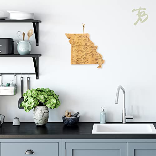 Totally Bamboo Destination Missouri State Shaped Serving and Cutting Board, Includes Hang Tie for Wall Display