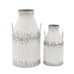 Deco 79 Metal Decorative Jars, Set of 2 11"W, 20"H, White