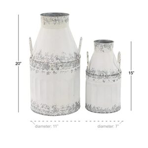 Deco 79 Metal Decorative Jars, Set of 2 11"W, 20"H, White