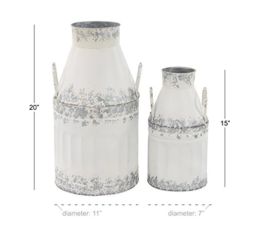 Deco 79 Metal Decorative Jars, Set of 2 11"W, 20"H, White