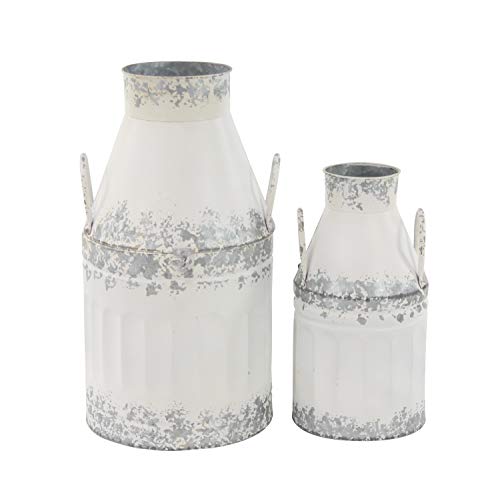 Deco 79 Metal Decorative Jars, Set of 2 11"W, 20"H, White