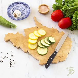 Totally Bamboo Destination West Virginia State Shaped Serving and Cutting Board, Includes Hang Tie for Wall Display