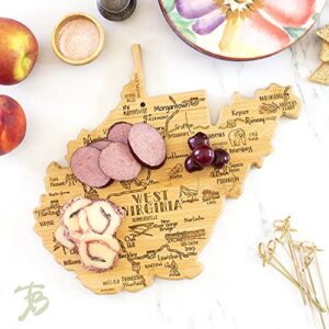 Totally Bamboo Destination West Virginia State Shaped Serving and Cutting Board, Includes Hang Tie for Wall Display