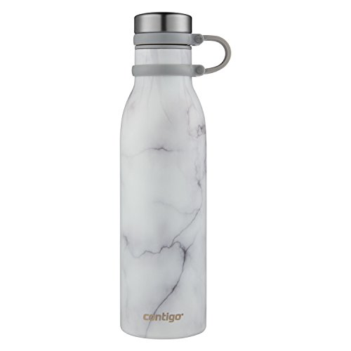 Contigo Matterhorn Vaccum Insulated Stainless Steel Water Bottle with Leak-Proof Chug Cap, Drinks Stay Cold up to 24 Hours or Hot up to 10 Hours, Fits Most Cup Holders, 20oz White Marble