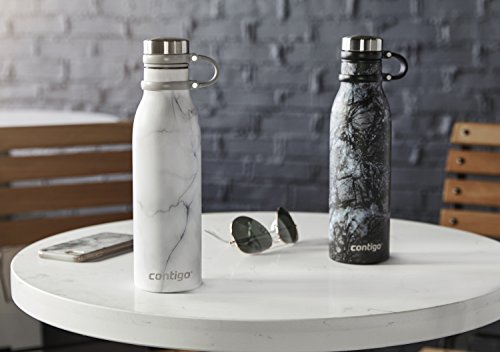 Contigo Matterhorn Vaccum Insulated Stainless Steel Water Bottle with Leak-Proof Chug Cap, Drinks Stay Cold up to 24 Hours or Hot up to 10 Hours, Fits Most Cup Holders, 20oz White Marble