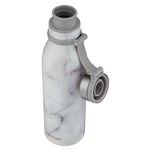 Contigo Matterhorn Vaccum Insulated Stainless Steel Water Bottle with Leak-Proof Chug Cap, Drinks Stay Cold up to 24 Hours or Hot up to 10 Hours, Fits Most Cup Holders, 20oz White Marble