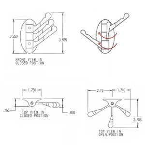 Stianess Steel Folding Swing Arm Triple with Multi Three Foldable Arms MOCOFO Swivel Hook Solid Metal Clothes Hanger for Bathroom Kitchen Garage Wall Mount Polished Chrome Heavy Duty Towel