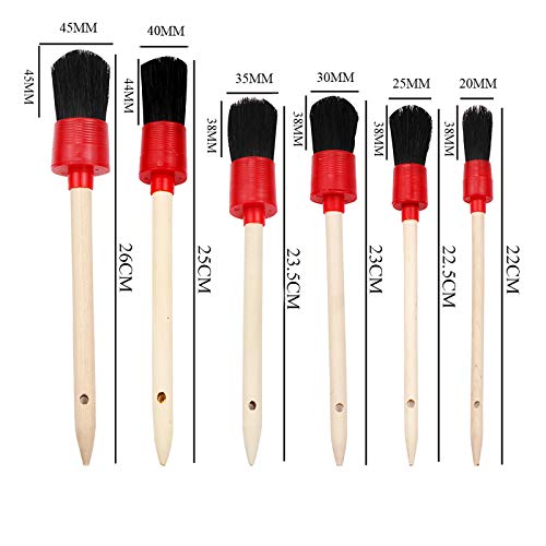 SUBANG 11 Pieces Car Detailing Brush Set for Cleaning Wheels,Interior,Exterior,Leather, Includes 6 Pcs Wooden Handle Boar Hair Automotive Detail Brush,3 Pcs Wire Brush and 2 Pcs Air Conditioner Brush