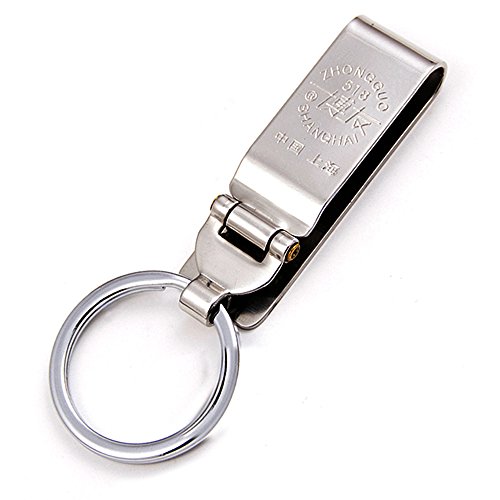 [1-Pack]Stainless Steel Keyring Security Belt Clip Key Chain,Used in Sports Pants, Clothes Pockets,Belt,Simple, Elegant, Durable Multi-Ring Key Holder - Useful Keychain (1)