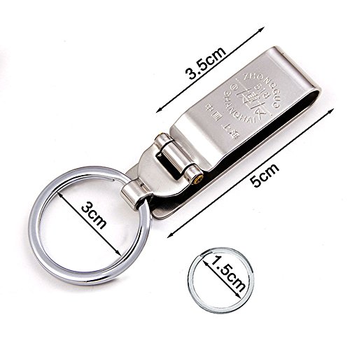 [1-Pack]Stainless Steel Keyring Security Belt Clip Key Chain,Used in Sports Pants, Clothes Pockets,Belt,Simple, Elegant, Durable Multi-Ring Key Holder - Useful Keychain (1)