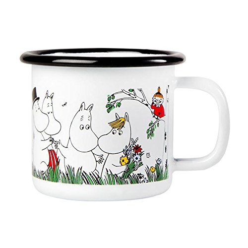 Muurla Enamel Small Moomin Happy Family Mug Cup in White 15cl 5.07fl oz