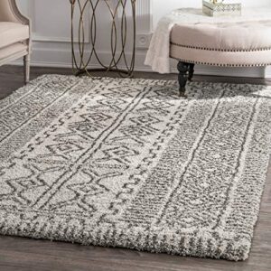 nuloom hurley tribal shag area rug, 6' 7" x 9', ivory