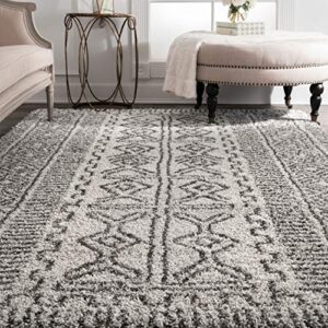 nuLOOM Hurley Tribal Shag Area Rug, 6' 7" x 9', Ivory