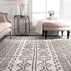 nuLOOM Hurley Tribal Shag Area Rug, 6' 7" x 9', Ivory