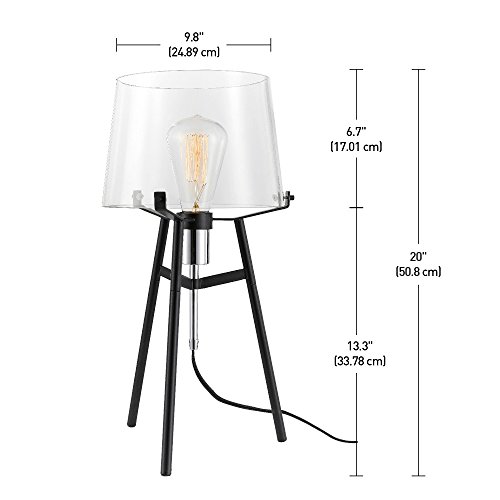 Globe Electric 67024 Lancaster 20" Table Lamp, Black Finish, Exposed Chrome Socket, Clear Glass Shade, In-Line Rocker Switch