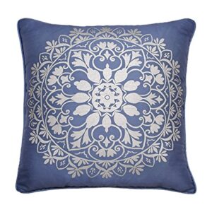 Beautyrest Indochine Silver Foil Decorative Pillow, 18" x 18", Blue