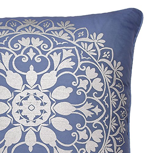 Beautyrest Indochine Silver Foil Decorative Pillow, 18" x 18", Blue