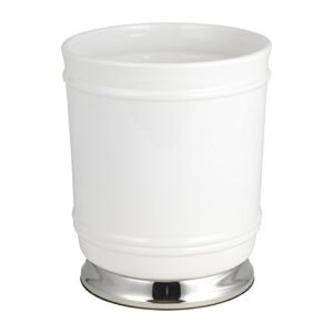 popular bath waste basket, isabella collection, white/chrome