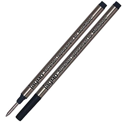 Jaymo - 2 Black - Rollerball Pen Refill - Replacement for Montblanc 105158-4.44 in / 113 mm Long