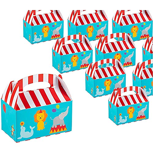 BLUE PANDA Treat Boxes - 24-Pack Paper Party Favor Boxes, Circus Carnival Design Goodie Boxes for Birthdays and Events, 2 Dozen Party Gable Boxes, 6 x 3.3 x 3.6 Inches