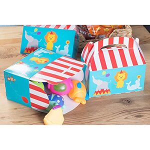 BLUE PANDA Treat Boxes - 24-Pack Paper Party Favor Boxes, Circus Carnival Design Goodie Boxes for Birthdays and Events, 2 Dozen Party Gable Boxes, 6 x 3.3 x 3.6 Inches