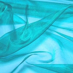 mds set of 10 yard bridal solid sheer organza fabric bolt for wedding dress,fashion, crafts, decorations silky shiny organza 44”- light teal