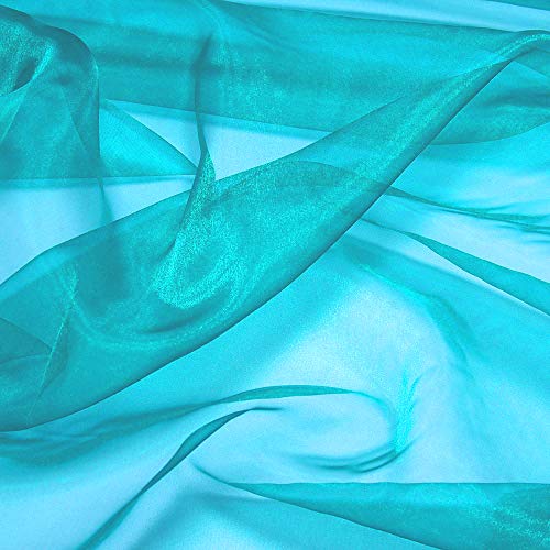 mds Set of 10 Yard Bridal Solid Sheer Organza Fabric Bolt for Wedding Dress,Fashion, Crafts, Decorations Silky Shiny Organza 44”- Light Teal