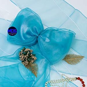 mds Set of 10 Yard Bridal Solid Sheer Organza Fabric Bolt for Wedding Dress,Fashion, Crafts, Decorations Silky Shiny Organza 44”- Light Teal