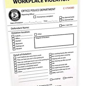 Office Workplace Violation Notice, Funny Workplace Violation Sticky Note pad, 4 x 6-inches, 50 Sheets